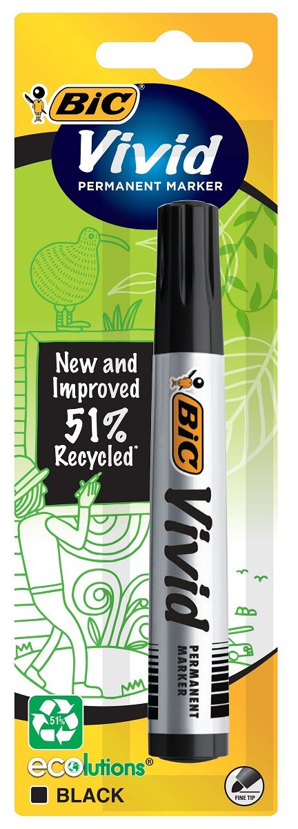 BIC Eco Vivid Black Blister Pack Marker | Paper Plus