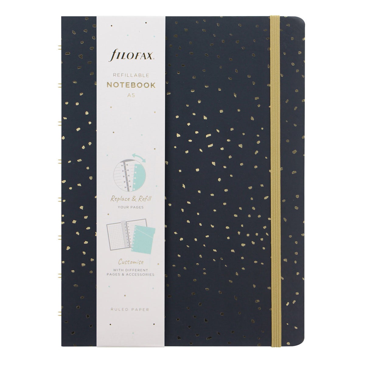 Filofax Confetti A5 Refillable Notebook, Charcoal | Paper Plus