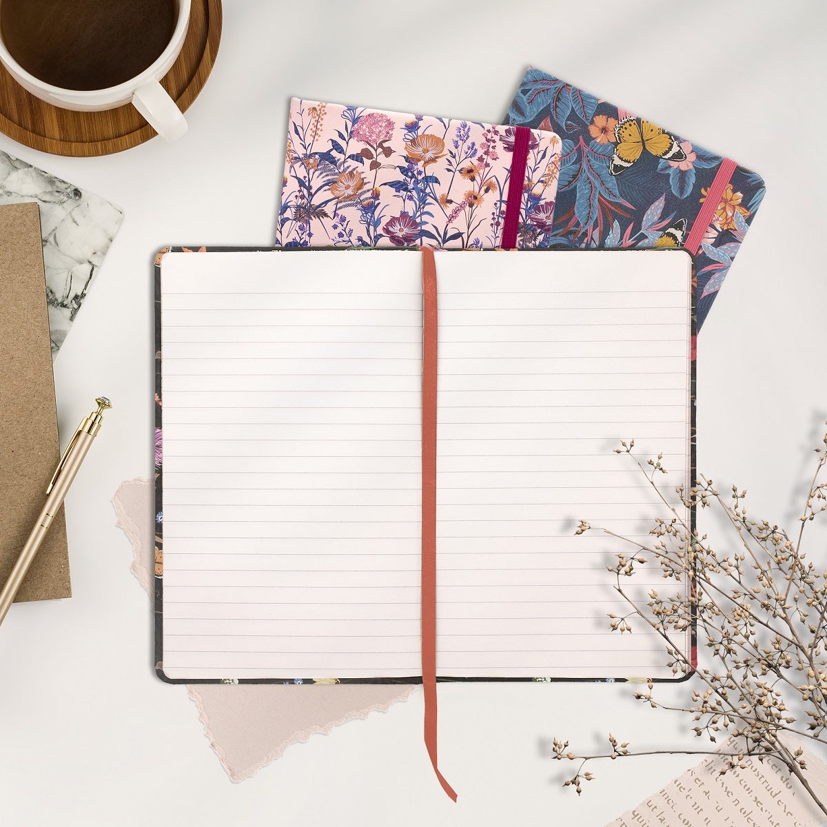 Pukka Notebook Soft Cover Bloom 13x21cm Blue | Paper Plus