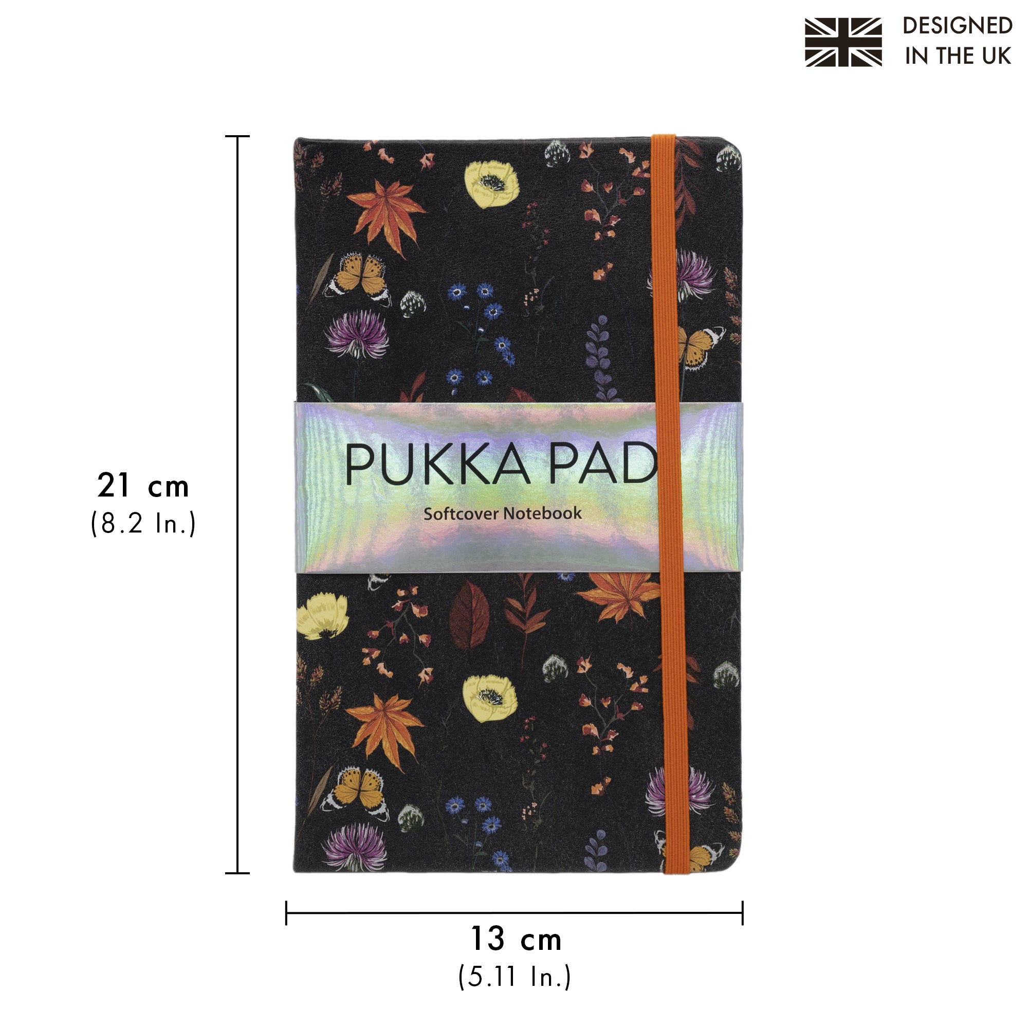 Pukka Notebook Soft Cover Bloom 13x21cm Black | Paper Plus
