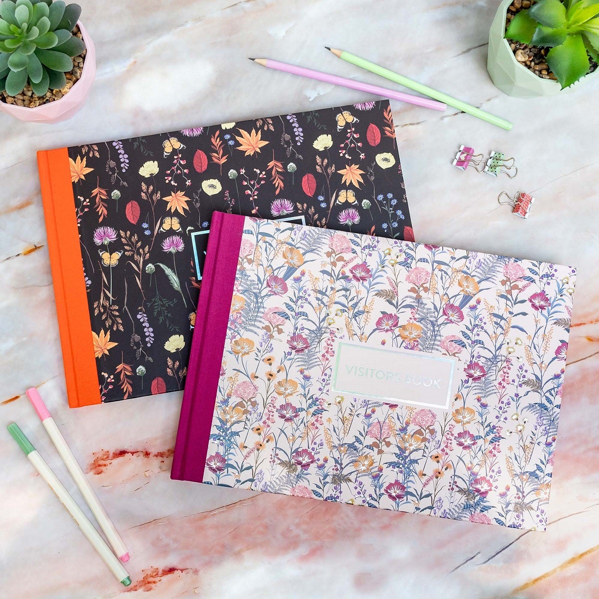 Pukka Visitor Book Bloom Black | Paper Plus