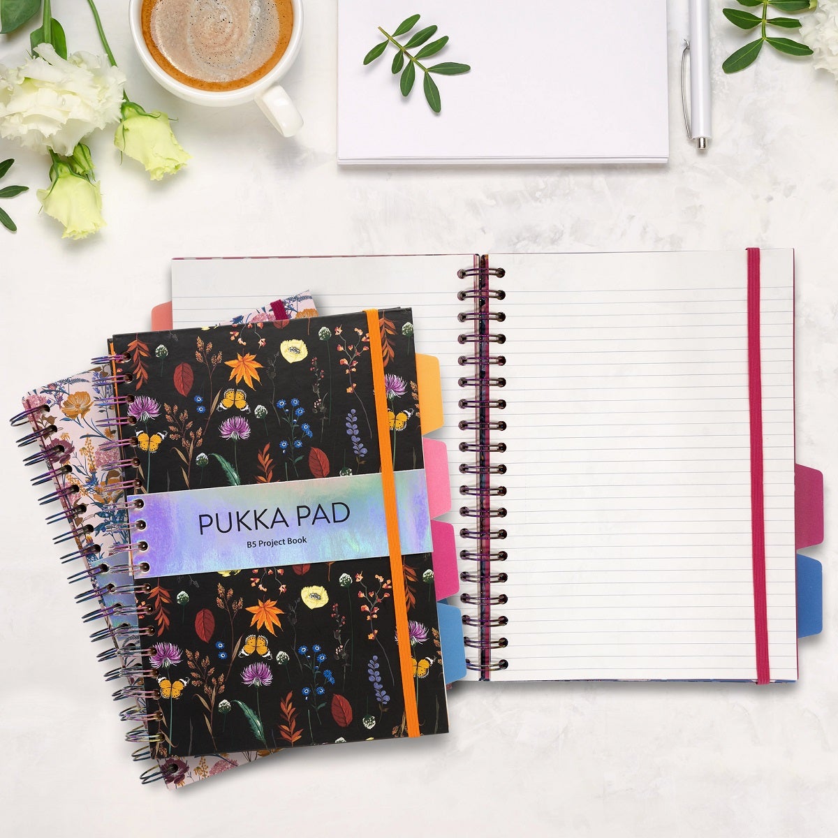 Pukka Project Book Hardcover B5 Bloom Black | Paper Plus