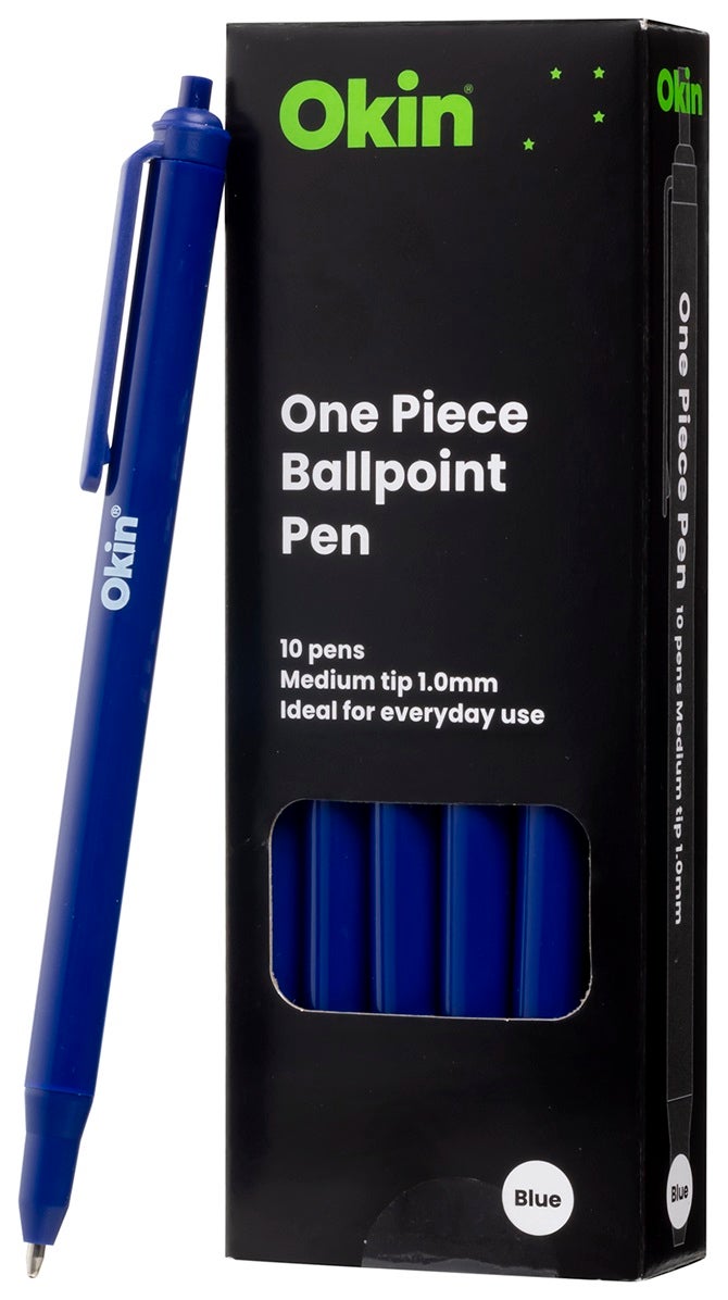 Okin One Piece Ballpoint Pen Blue | Paper Plus