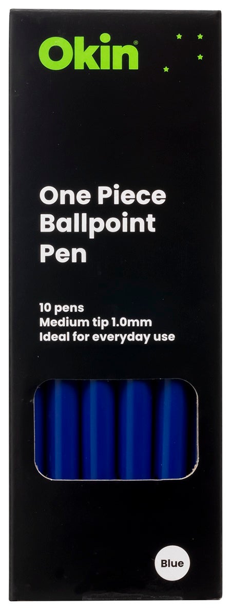 Okin One Piece Ballpoint Pen Blue | Paper Plus