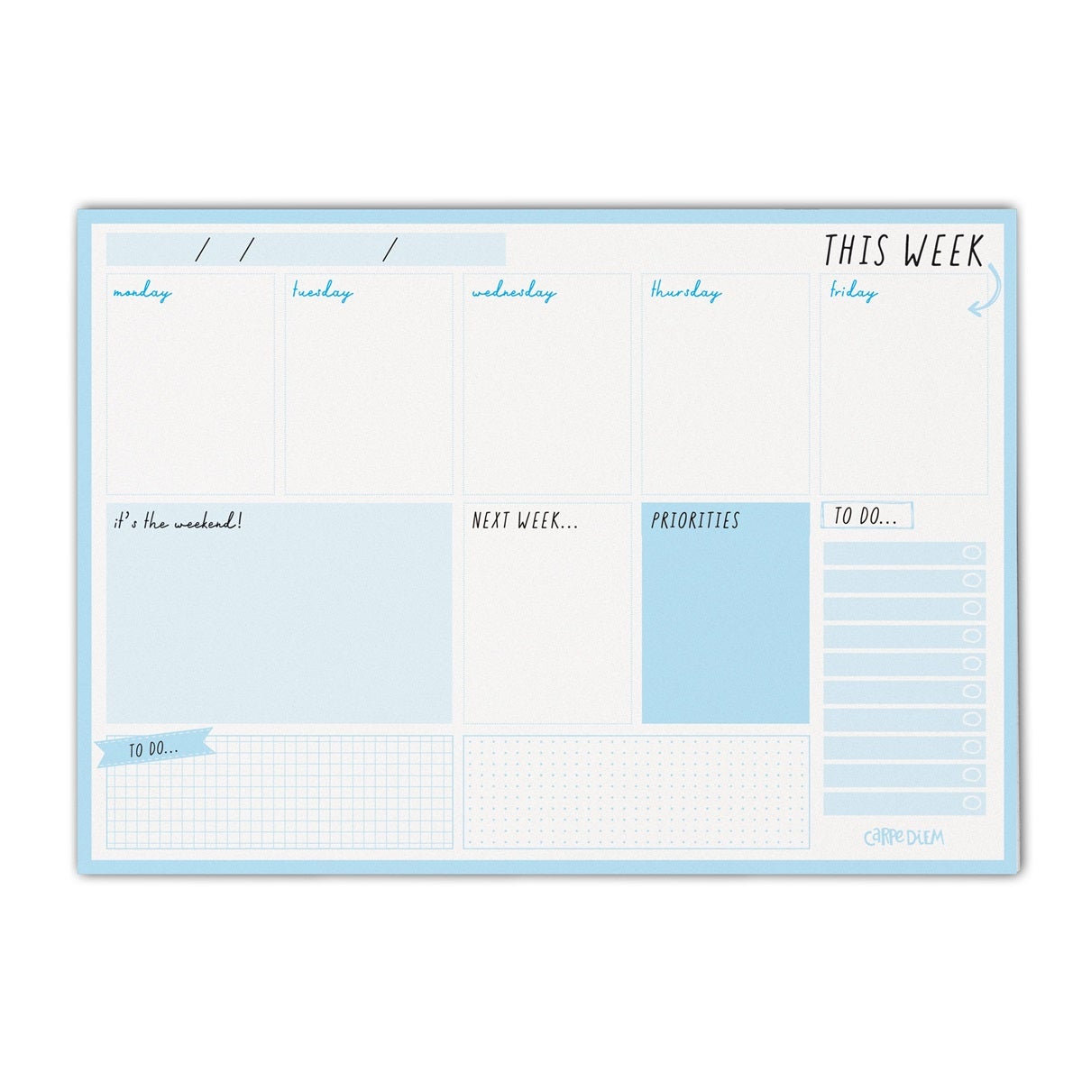 Pukka Carpe Diem Weekly Planner Pad Sky Blue | Paper Plus