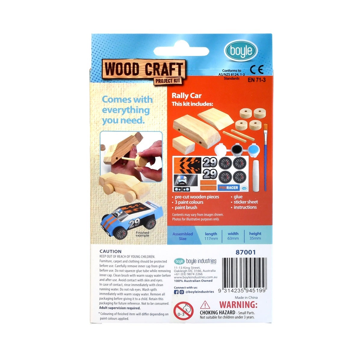 Boyle Wood Craft Project Kit Rally Car | Paper Plus