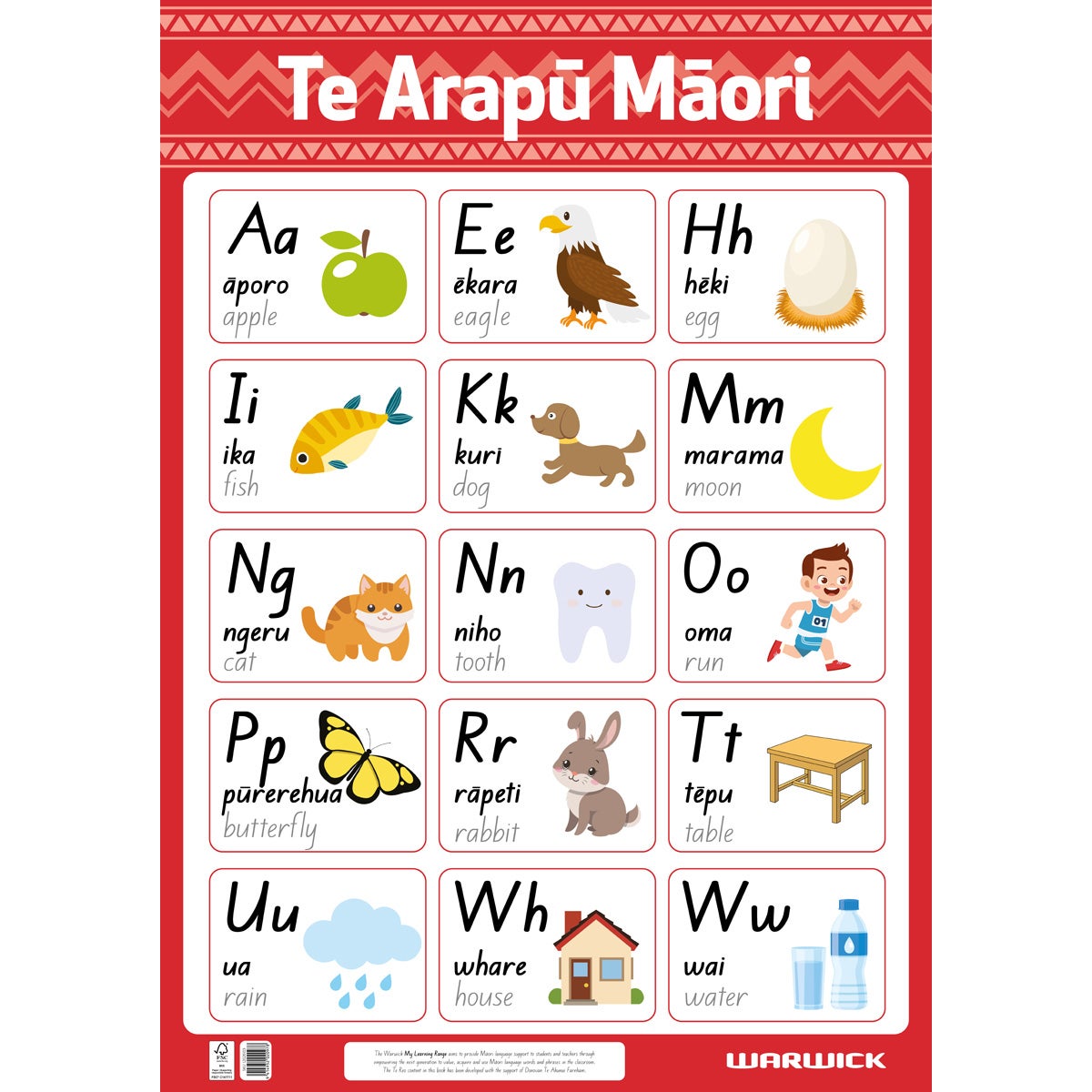 Warwick Poster Wall Chart Te Reo Alphabet | Paper Plus