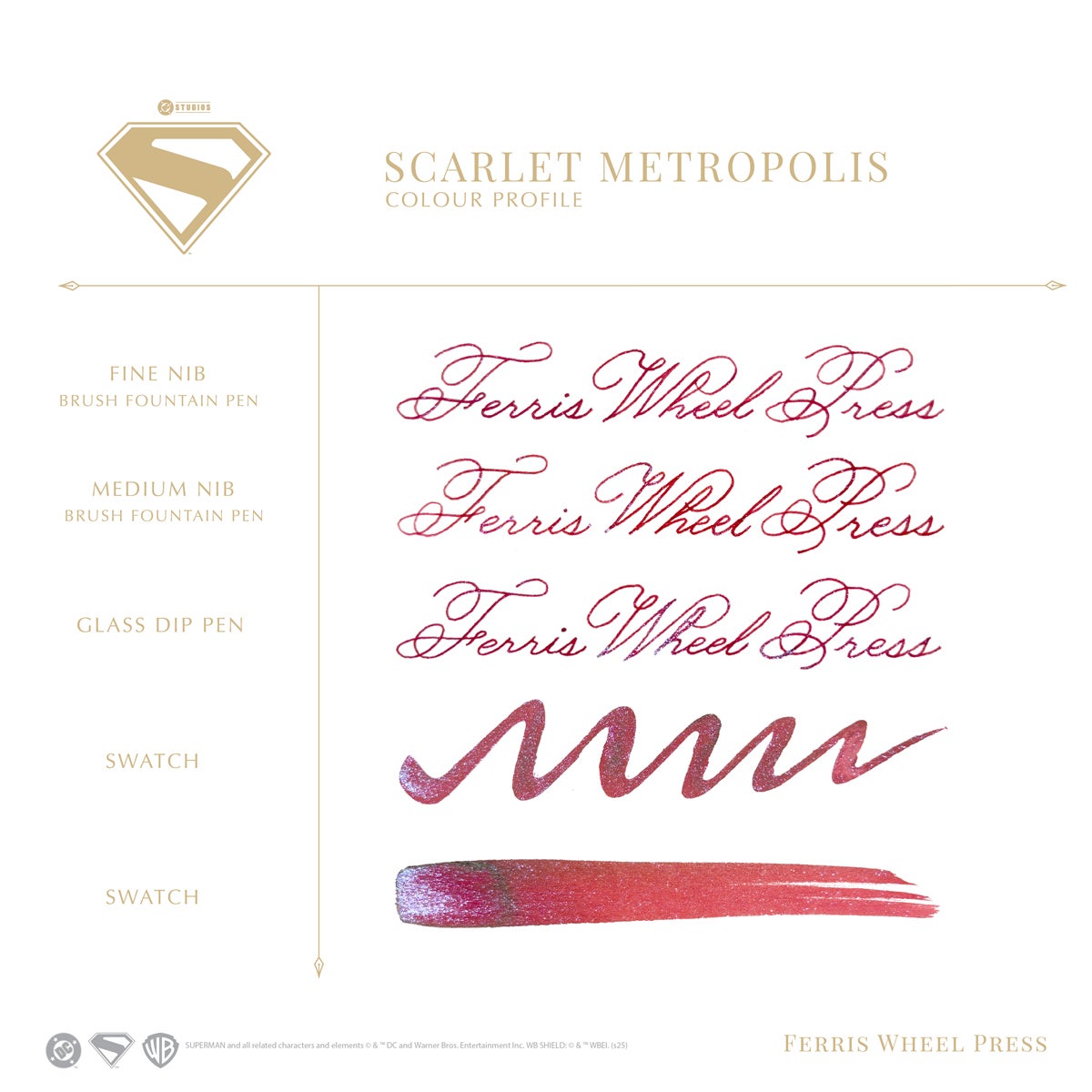 Ferris Wheel Press Fountain Pen Ink WB Superman Scarlet Metropolis 10ml ...
