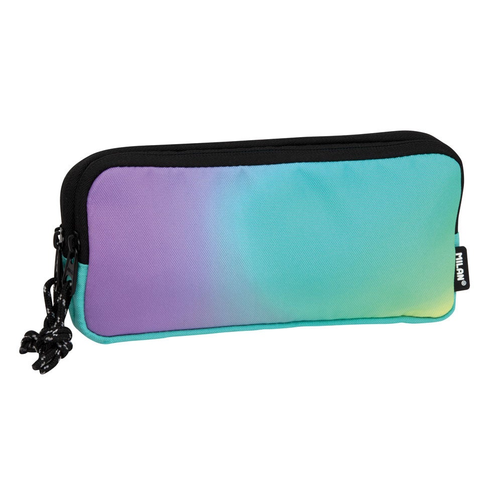 Milan Pencil Case Rectangular 3 Zip Sunset Series Turquoise | Paper Plus