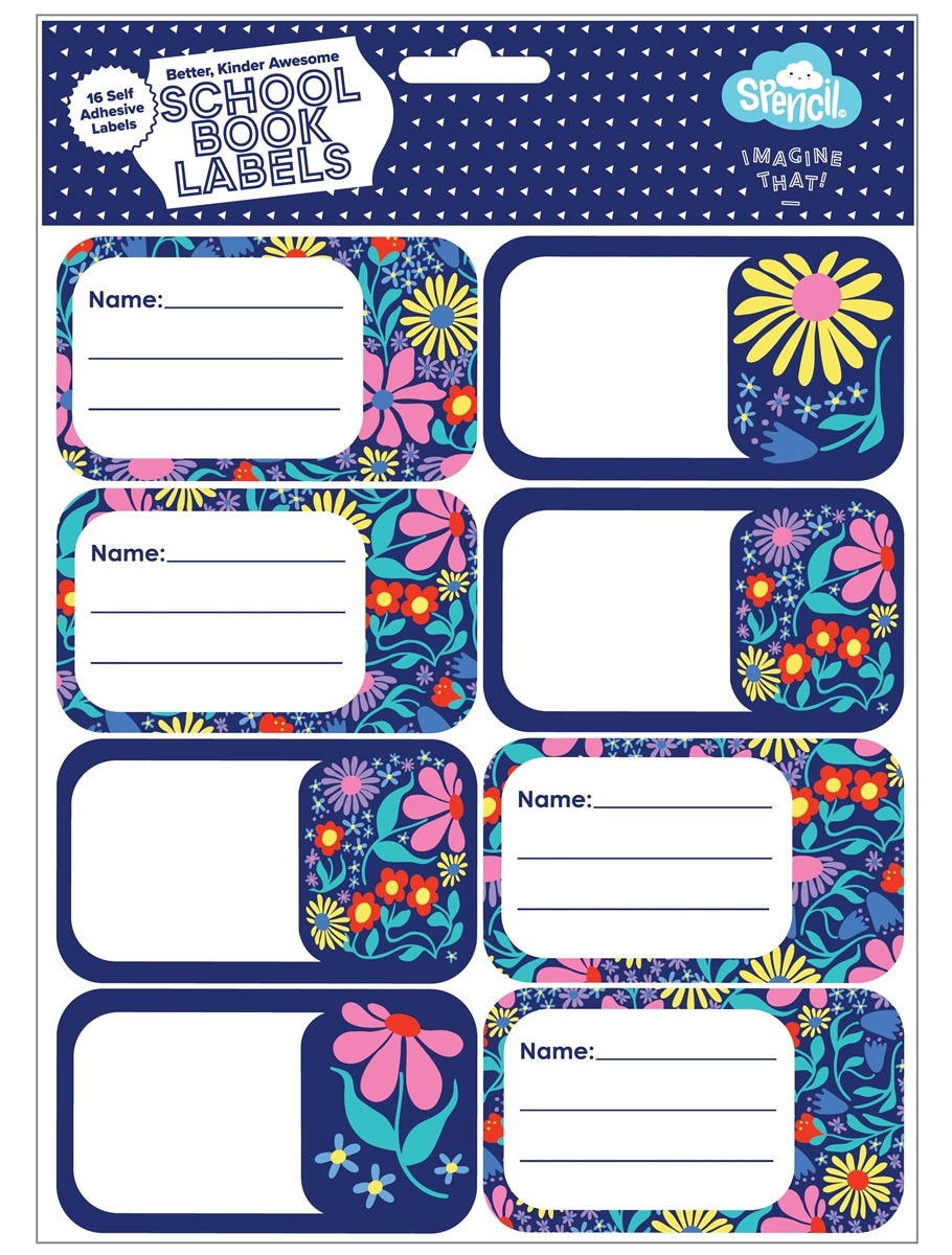 Spencil Flower Fun Book Name Labels 16 Pack | Paper Plus