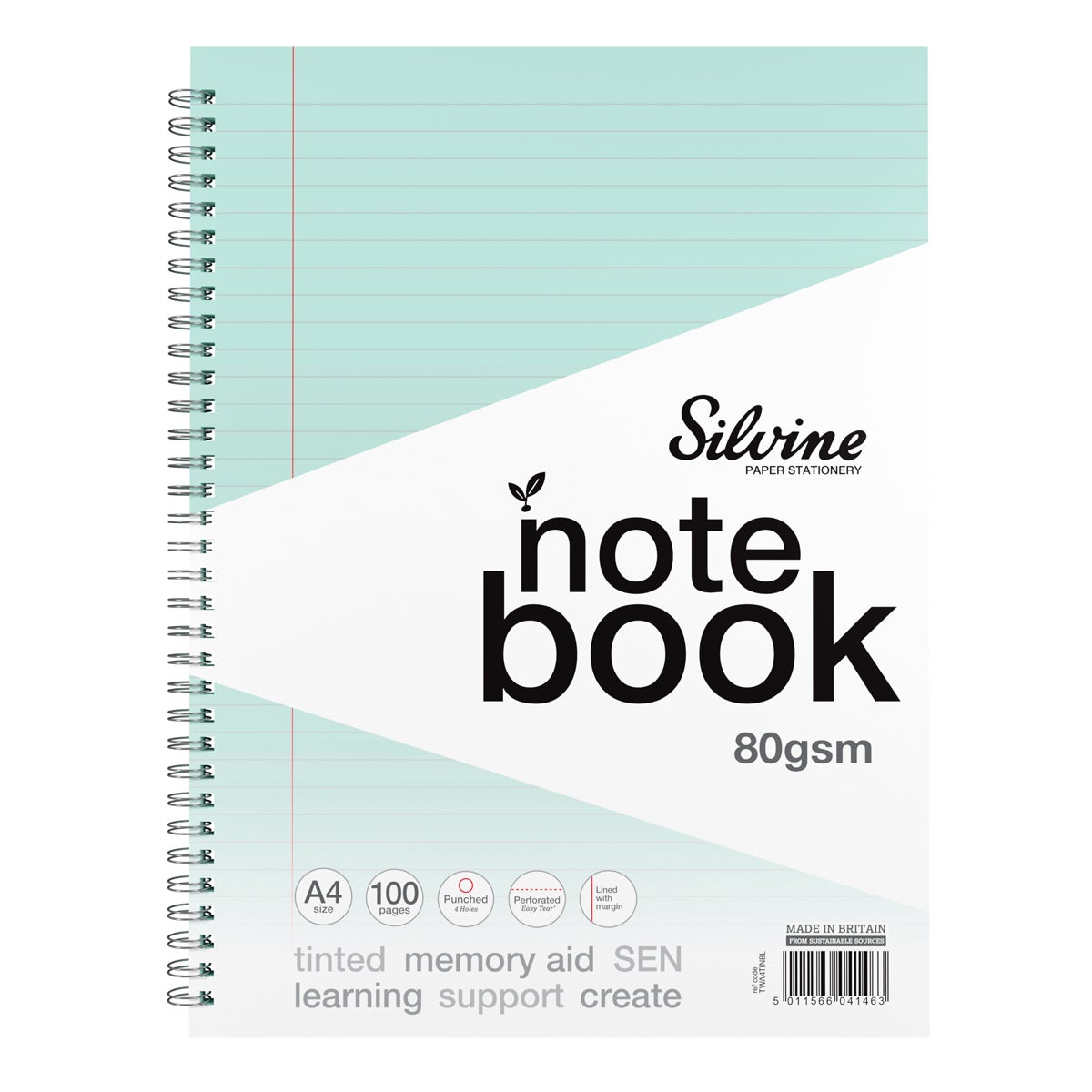 Silvine Tinted A4+ Notebook 8mm Lined with Margin 100 Pages Blue ...