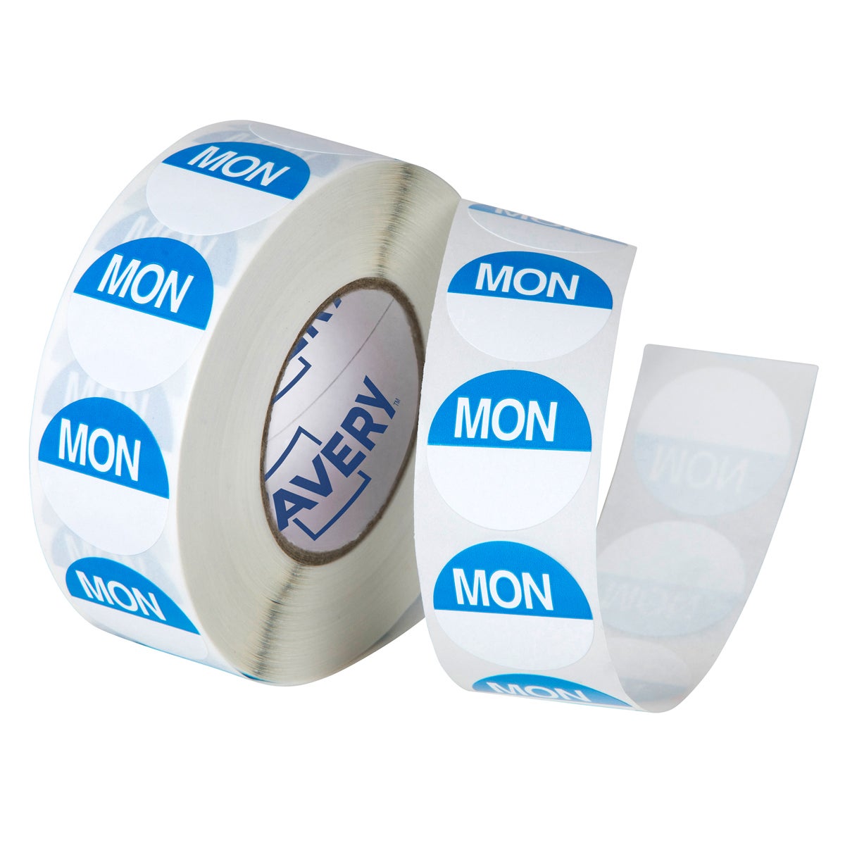 Avery Labels Monday Round Day 24mm Blue White 1000 Roll | Paper Plus