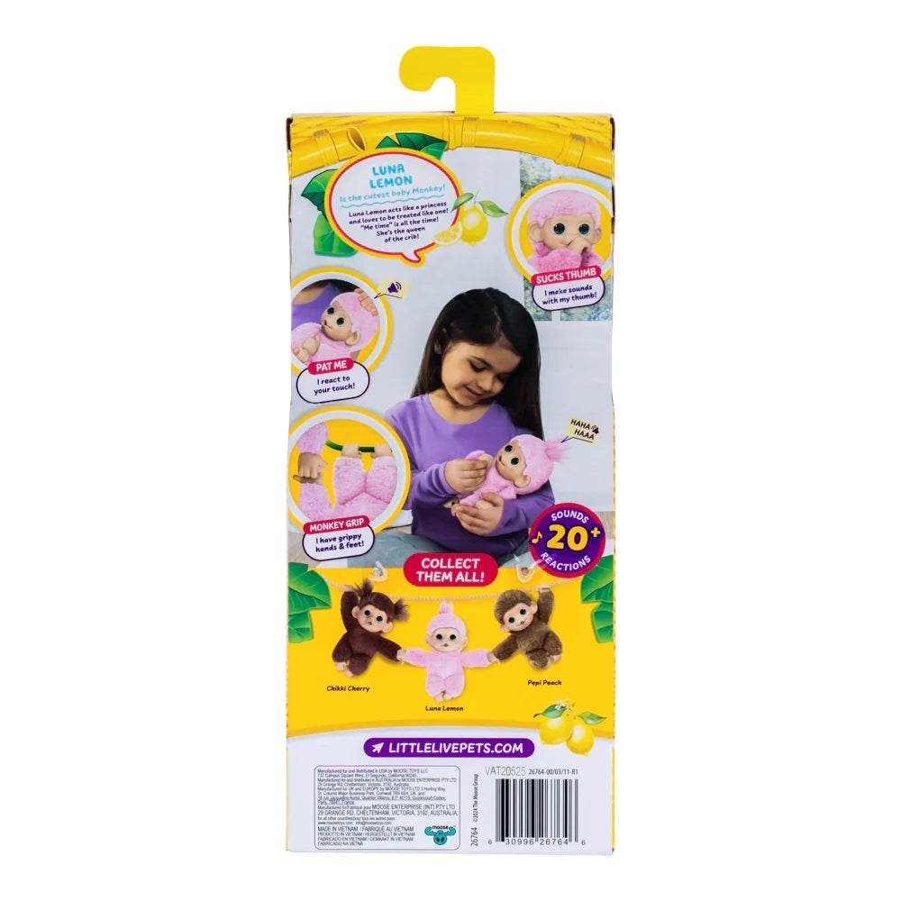 Little Live Pets My Baby Mini Monkey - Luna Lemon | Paper Plus