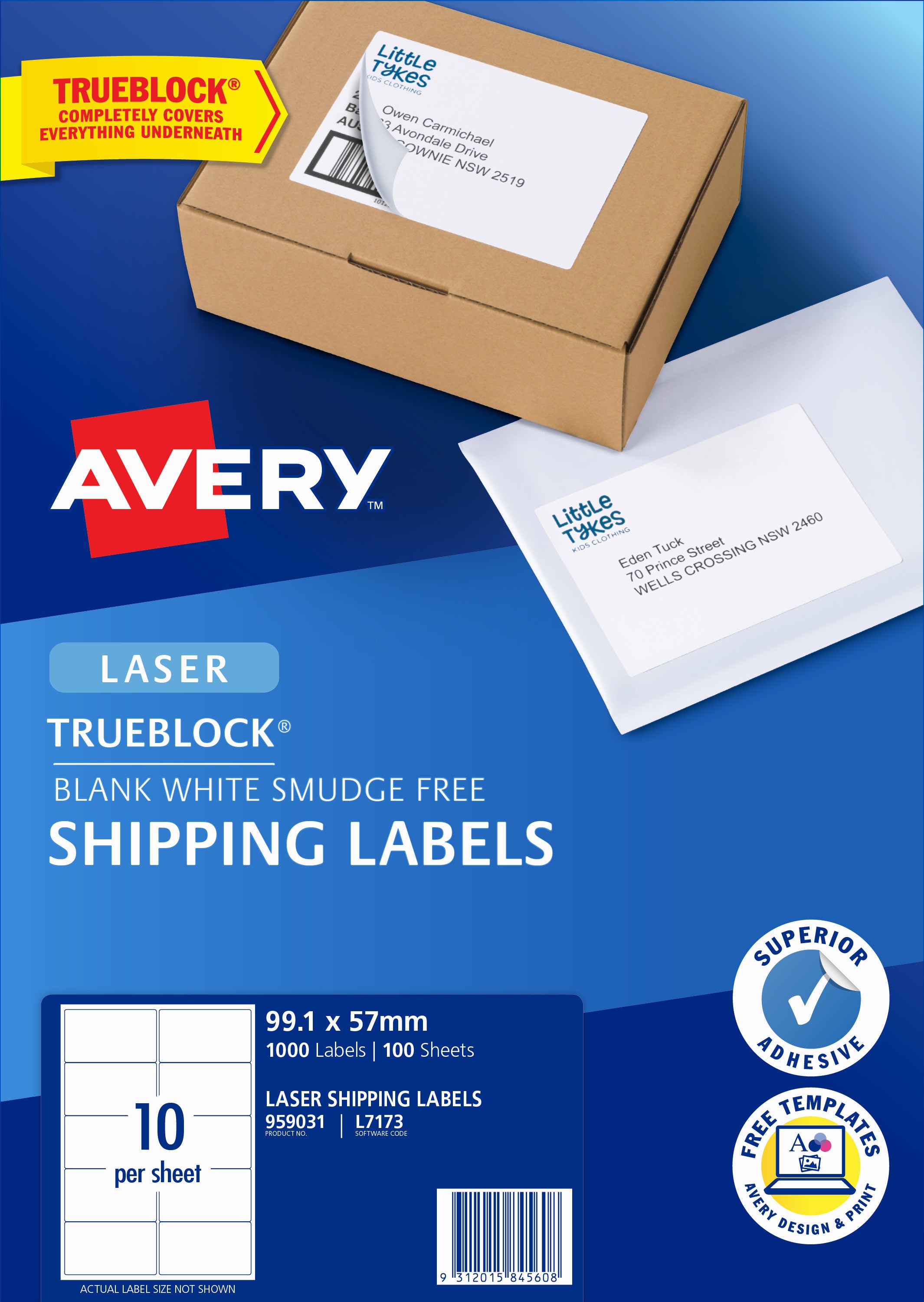 Avery Label L7173 Laser Shipping Label 100 Sheets | Paper Plus