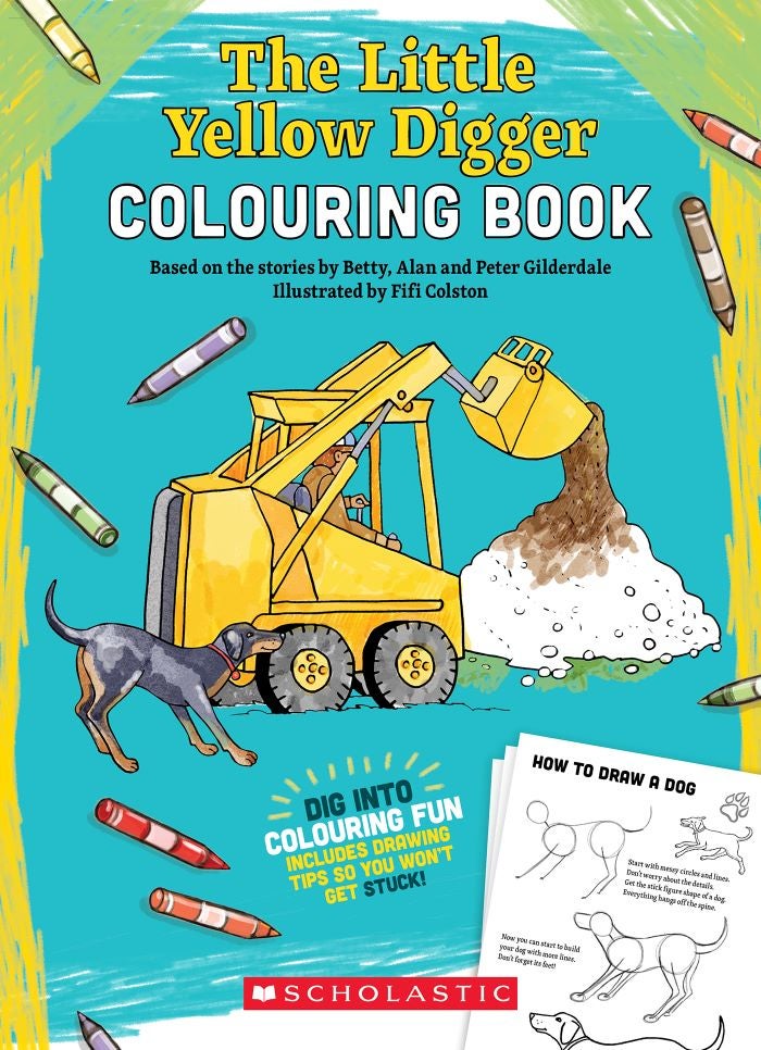 The Little Yellow Digger Colouring Book by Peter Gilderdale | Paper Plus